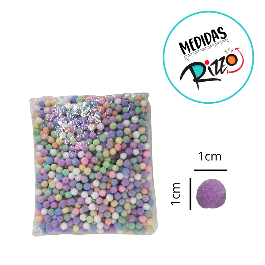 Pompom Multicolor Candy - 10mm - 1000 unidades - Rizzo - Rizzo Embalagens