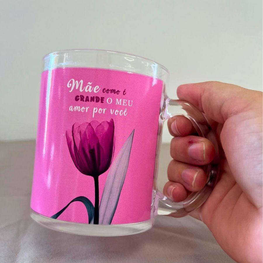 Caneca de Vidro - Mãe como é Grande o Meu Amor por Você - 320ml - 1 unidade - Rizzo - Rizzo ...
