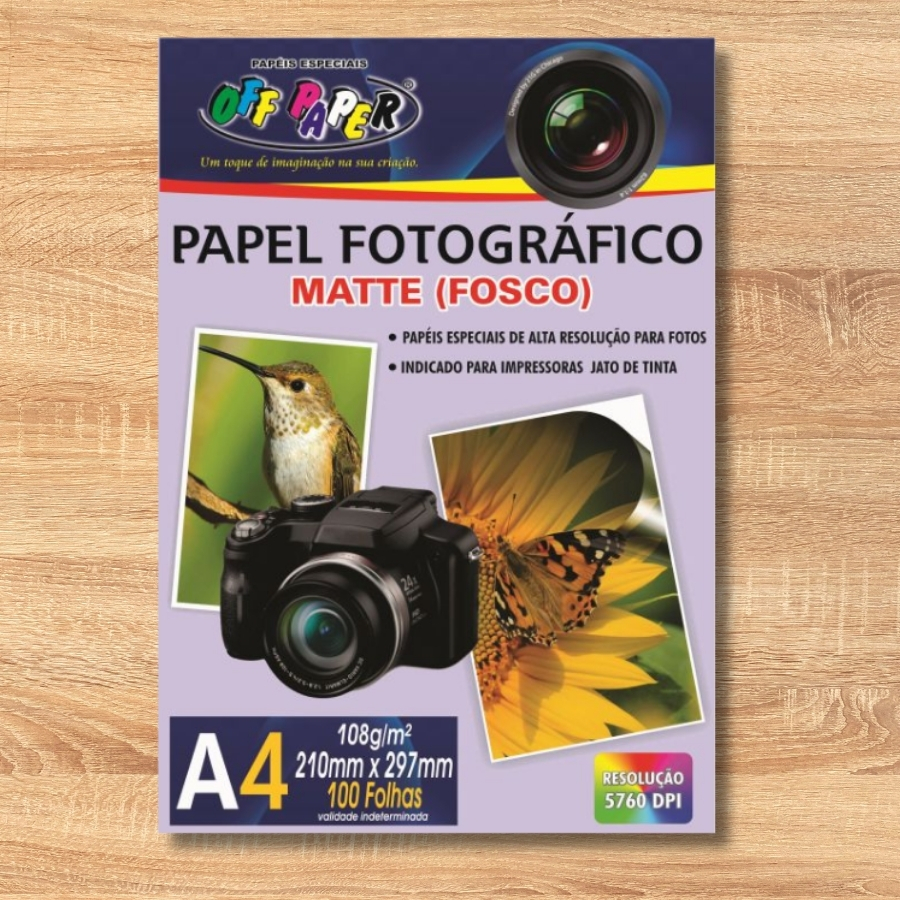 Papel Fotográfico Matte Fosco A4 108g - 100 unidades - Rizzo - Rizzo Embalagens