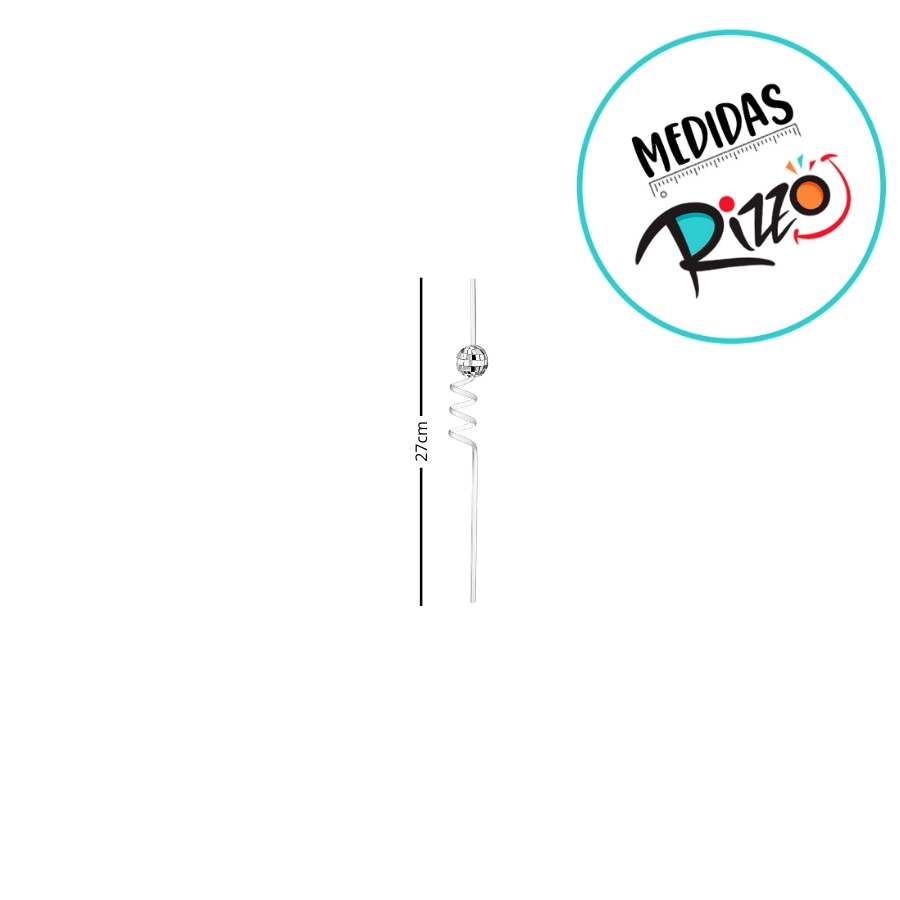 Canudo Espiral Rigido Cristal - Disco Ball - 27cm - 4 unidades - Rizzo ...