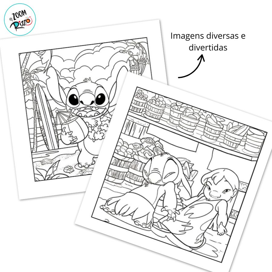 Livro Ilustrado para Colorir - Stitch Comfy Relax - 1 unidade - Disney ...