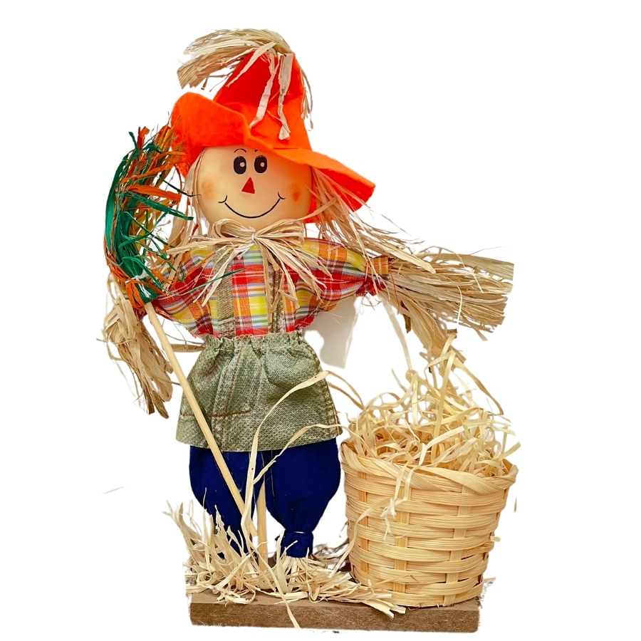 Enfeite Decorativo De Festa Junina Com Base Espantalho Com Cesta e Vassoura - Laranja - 1 ...