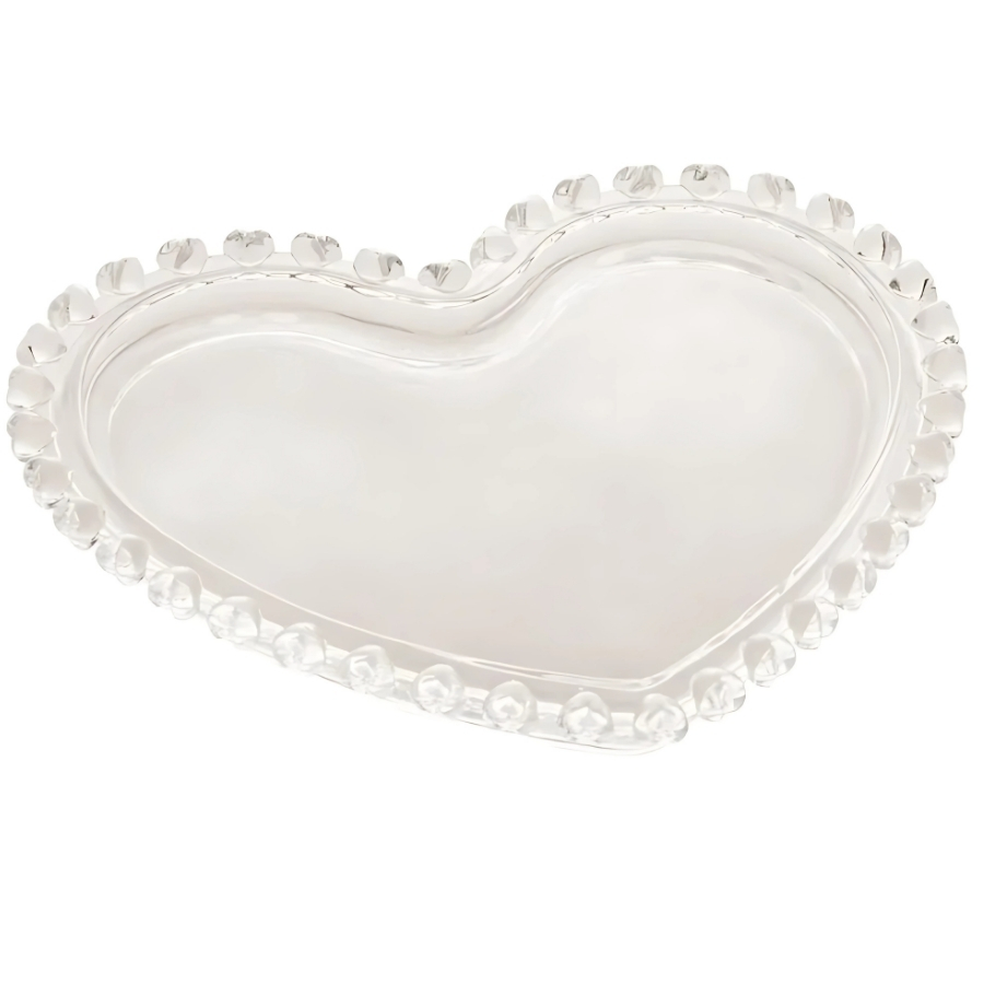 Bandeja Decorativa - Coração de Acrílico Pérola - Cristal - 20x19cm - 1 ...