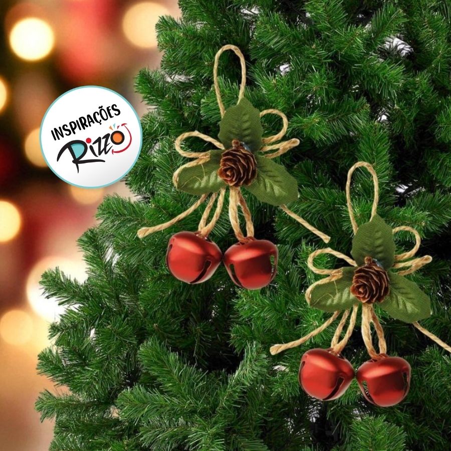 Enfeite Para Pendurar De Natal - Guizo Com Arranjo - Vermelho - 11cm ...