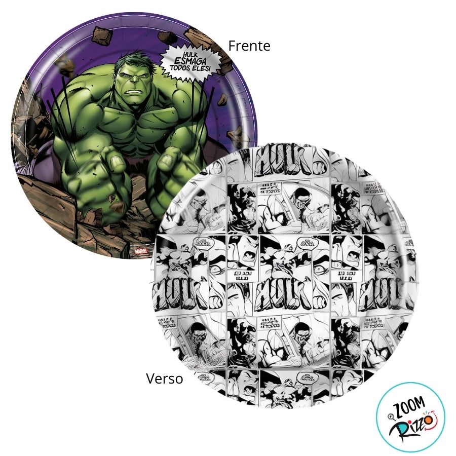 Prato de Papel Redondo - Hulk - 8 unidades - Disney Original - Rizzo ...