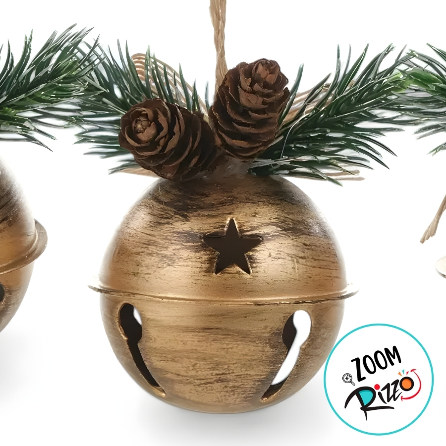 Enfeite Para Pendurar de Natal - Guizo Ouro - 7x9x5cm - 3 unidades ...