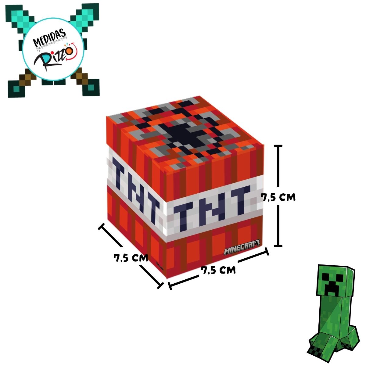 Caixa Cubo - Minecraft TNT - 7,5x7,5x7,5cm - 8 unidades - FestColor ...