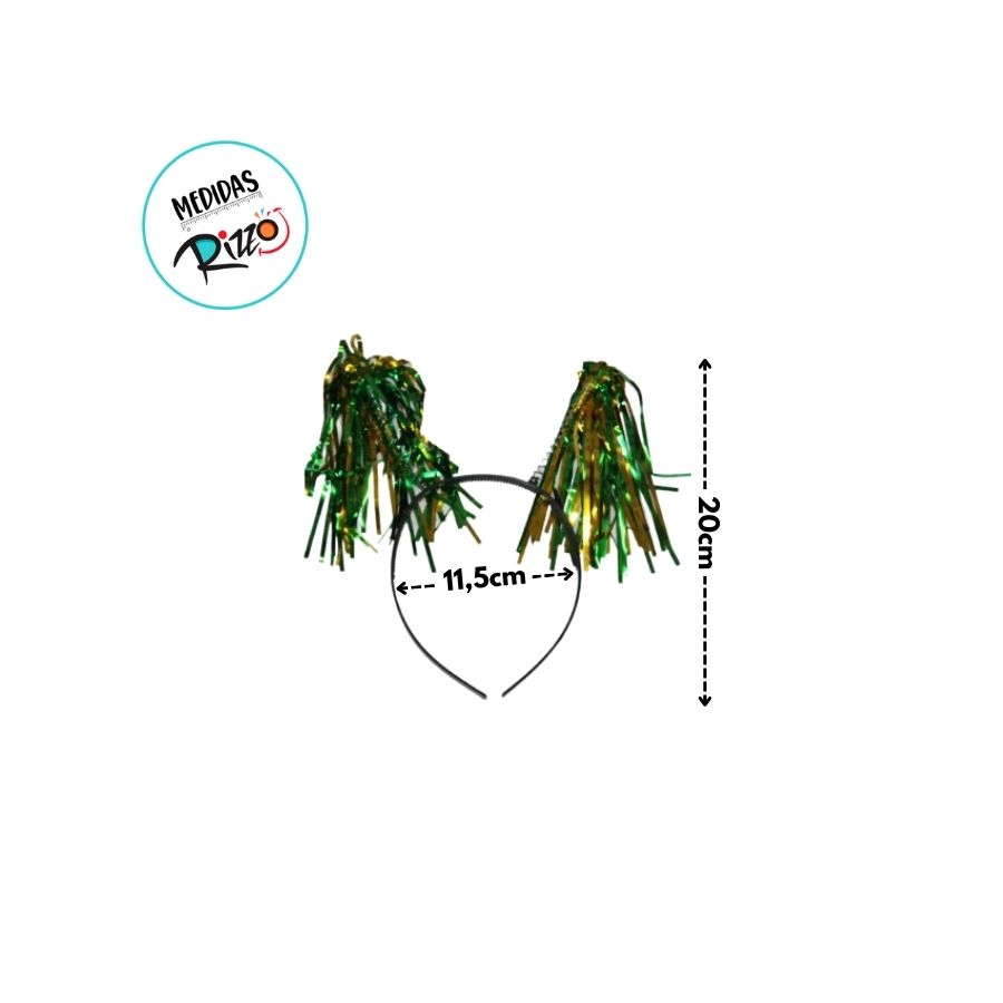 Tiara Rafia Pom Pom - Verde e Amarelo - 11,5x20cm - 12 unidades - Rizzo ...