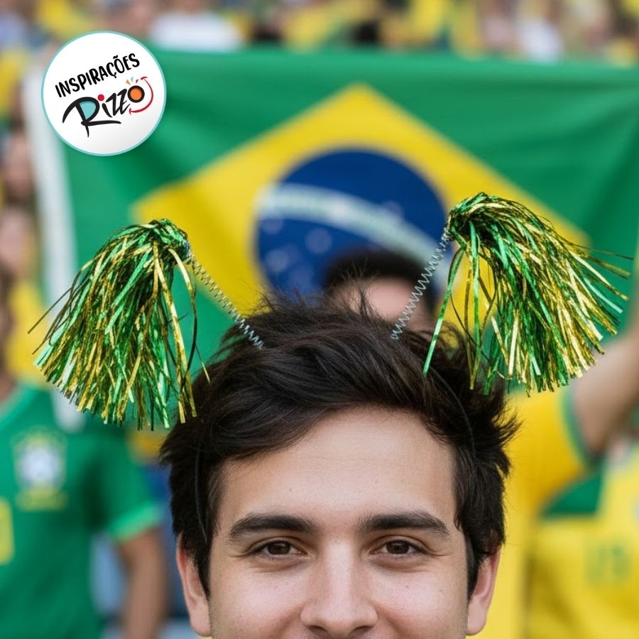 Tiara Rafia Pom Pom - Verde e Amarelo - 11,5x20cm - 12 unidades - Rizzo ...