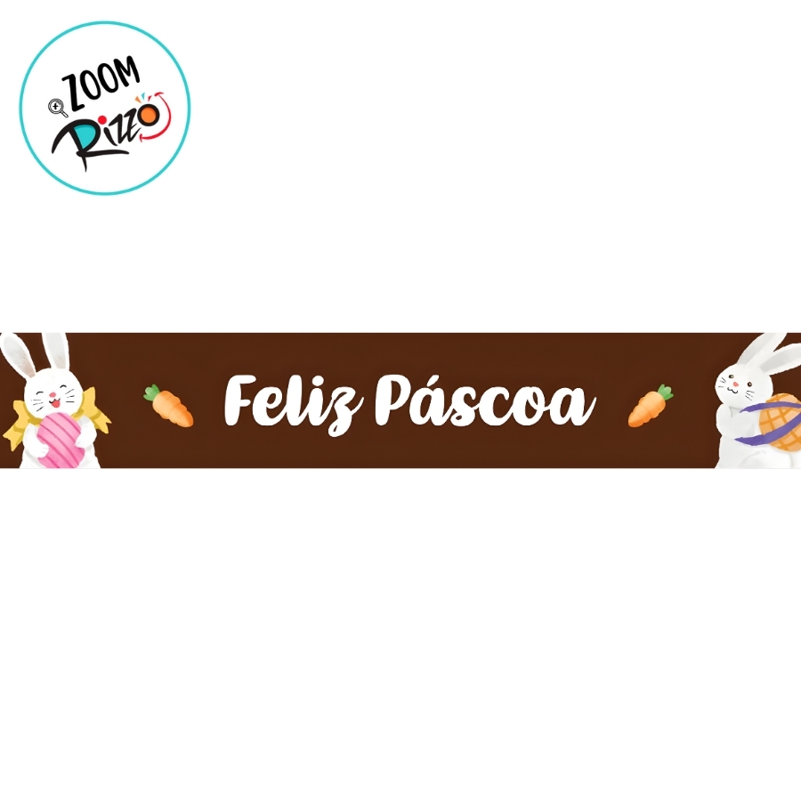 Fita de Cetim 22mm x 10m - Feliz Páscoa Coelhos e Cenoura Marrom ...