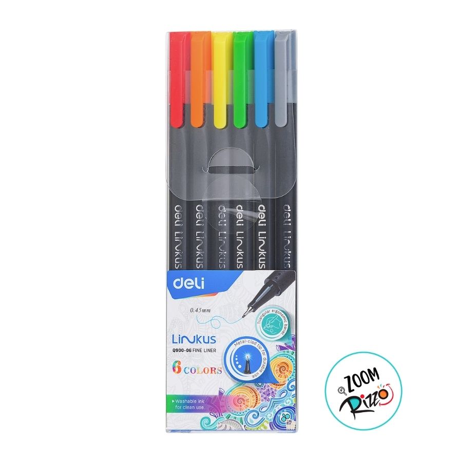 Kit de Caneta Fineliner Linkus com 6 Cores - Sortido - Ponta de Metal ...