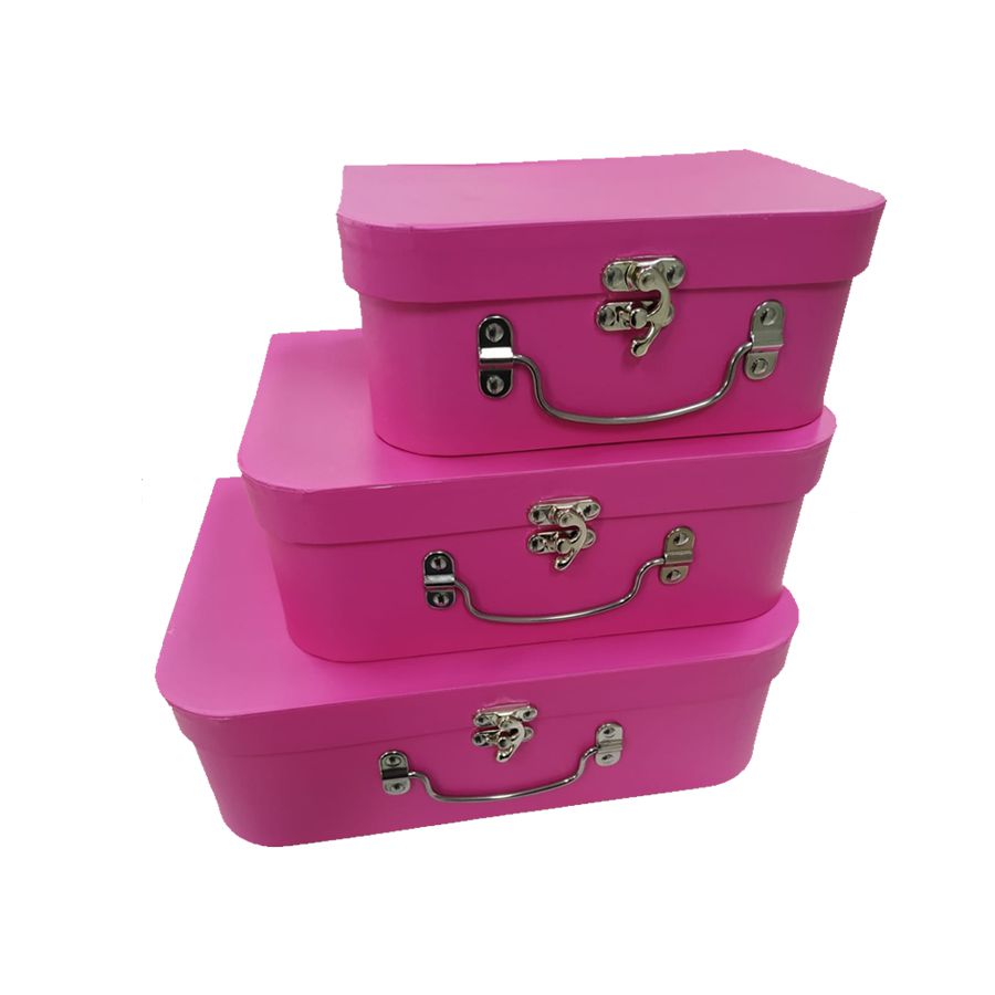 Kit Maleta Rosa Pink - 03 Unidades - Rizzo Festas - Rizzo Embalagens