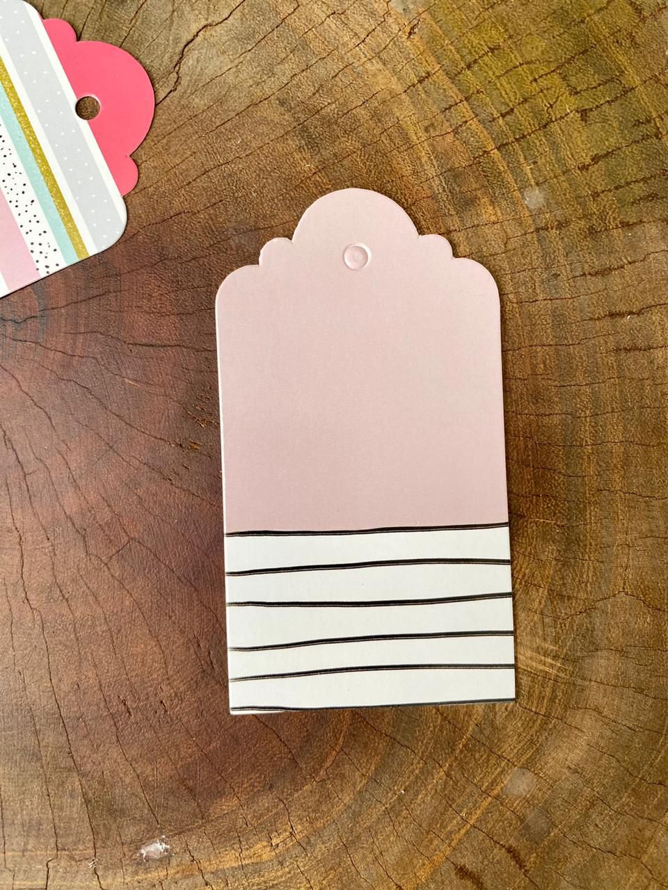 Tag Decorativa Rosa com Listras Pretas - 05 unidades - Rizzo Embalagens ...