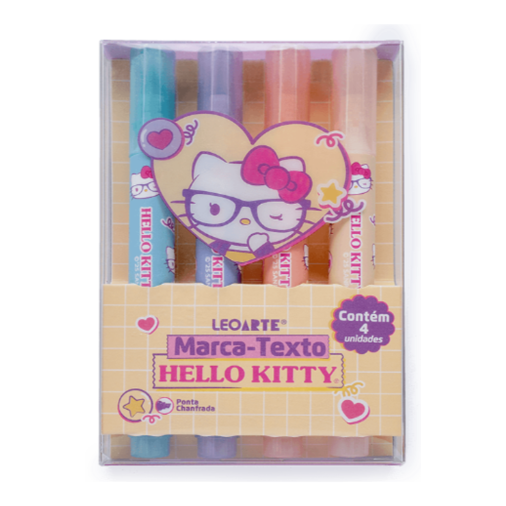 Marca Texto Hello Kitty 4 cores Leonora - Papelaria Grafitte ...