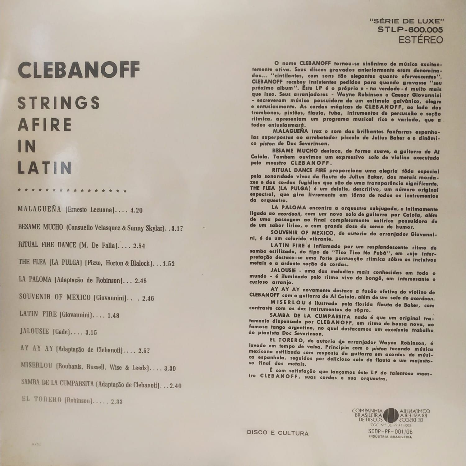 LP - Clebanoff e Sua Orquestra – Strings Afire In Spain ...