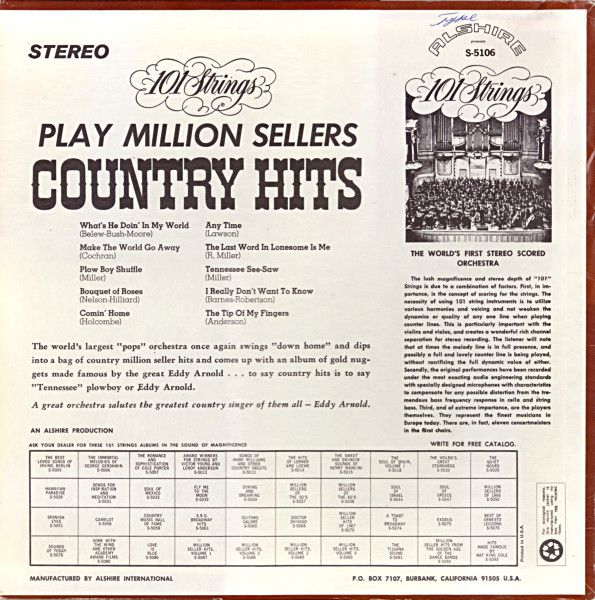 LP - 101 Strings – Million Seller Country Hits - Colecionadores Discos ...