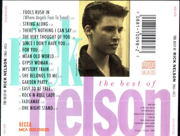 CD - Rick Nelson ‎– The Best Of Rick Nelson 1963-1975 - Importado (US ...