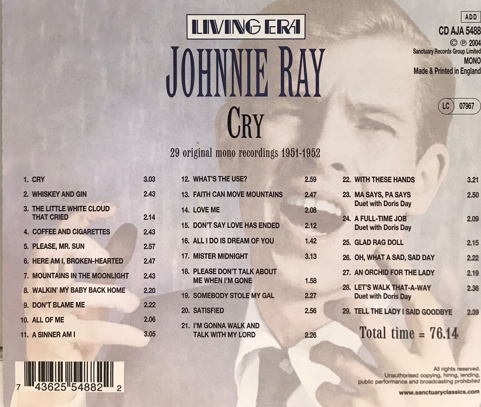 CD - Johnnie Ray – Cry - Importado (UK) - Colecionadores Discos ...