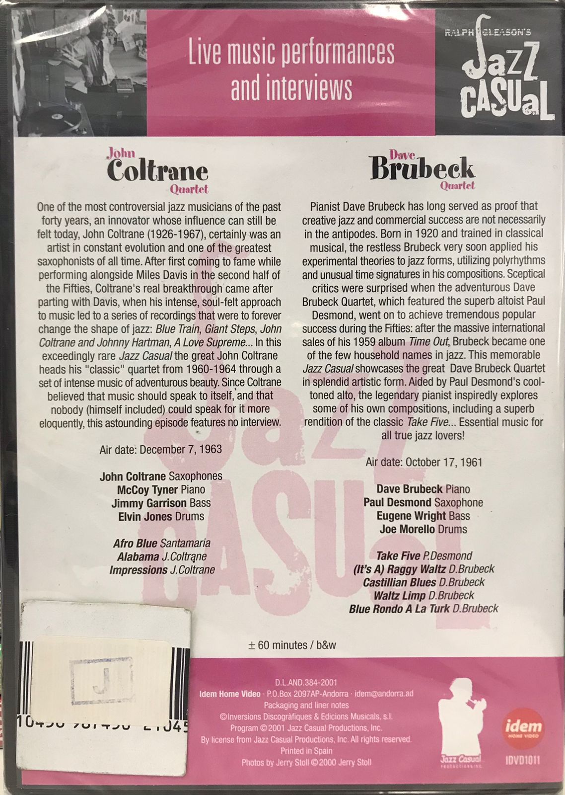 DVD - John Coltrane Quartet / Dave Brubeck Quartet – Ralph J Gleason's Jazz Casual - Importado ...