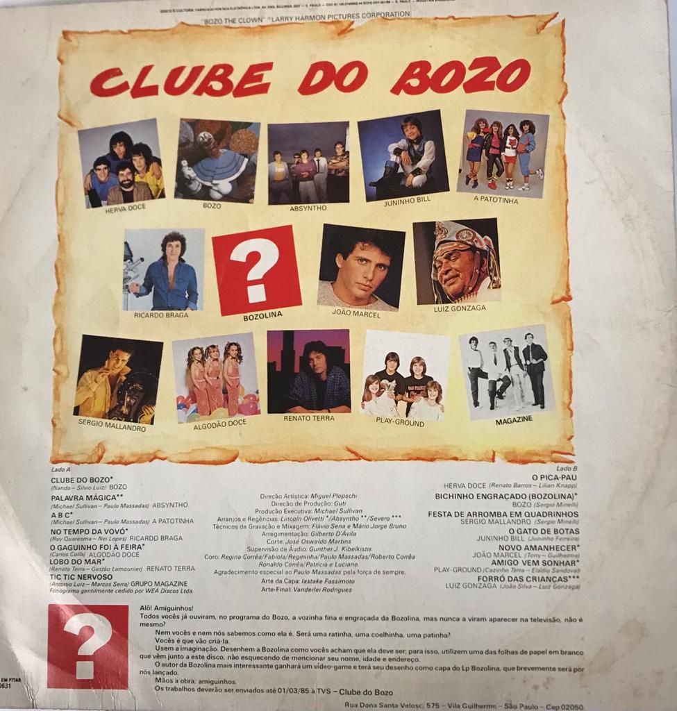 LP - Clube Do Bozo ( Vários Artistas ) - Colecionadores Discos - vários ...