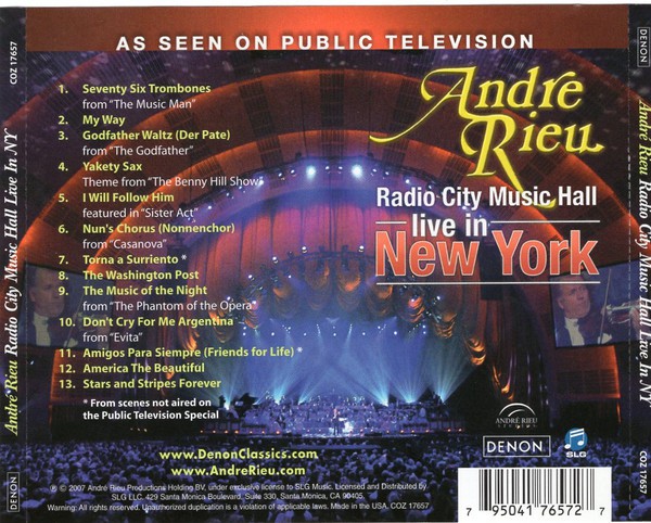 André Rieu – Radio City Music Hall - Live In New York - Colecionadores ...