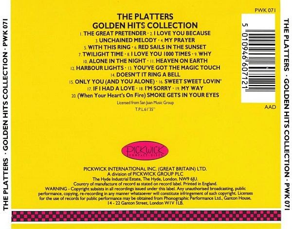 CD - The Platters – Golden Hits Collection ( Importado ...
