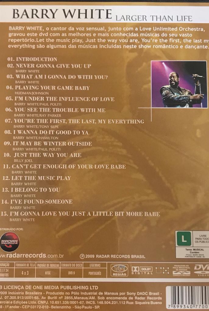 DVD - Barry White – Legends In Concert Barry White - Larger Than Life ...