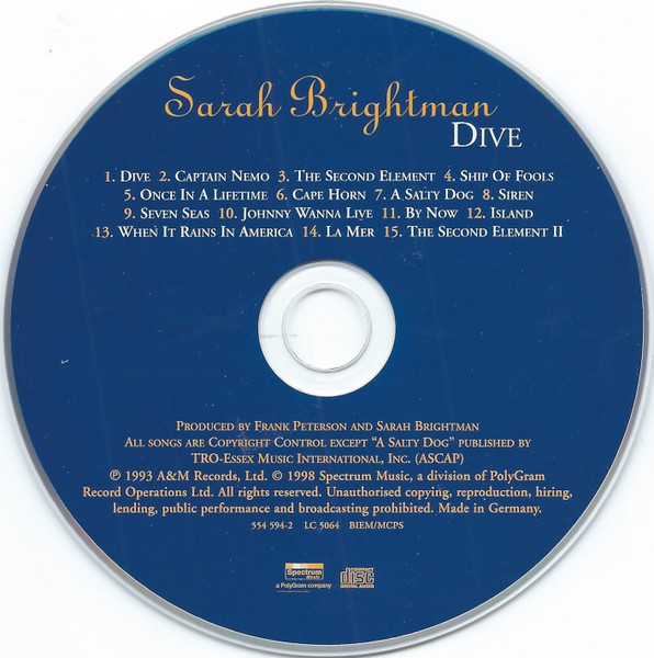 CD - Sarah Brightman – Dive - Colecionadores Discos - vários títulos em ...