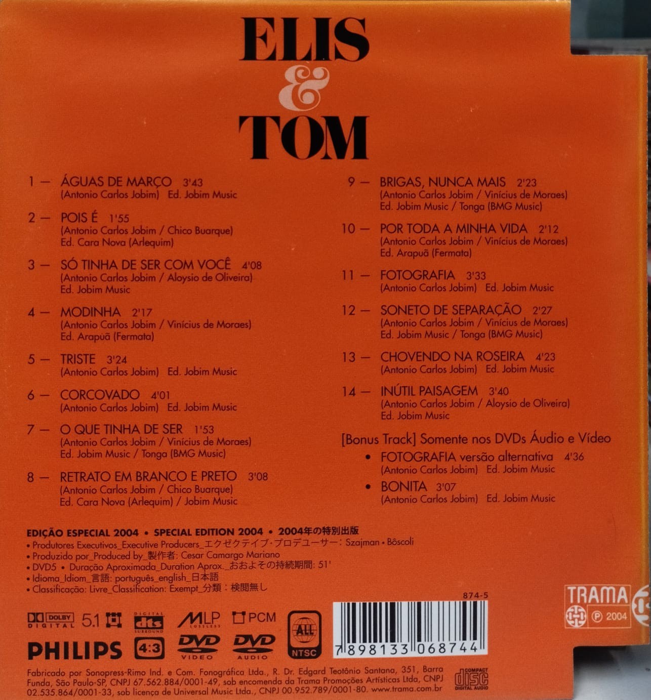 Elis & Tom - Colecionadores Discos - vários títulos em Vinil, CD, Blu-ray e DVD