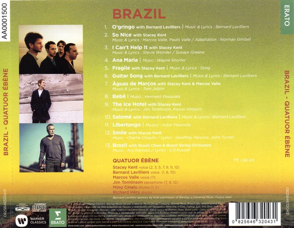 CD - Quatuor Ebène, Stacey Kent, Bernard Lavilliers – Brazil ...