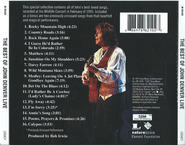 CD - John Denver – The Best Of John Denver Live (Importado ...