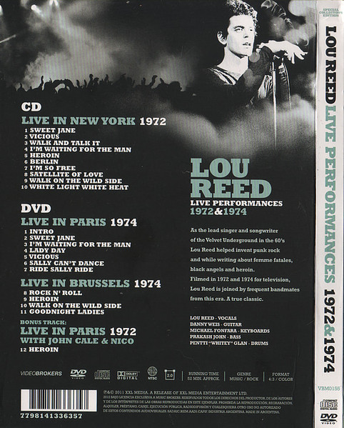 DVD + CD Lou Reed – Live Performances 1972 & 1974 - Colecionadores ...