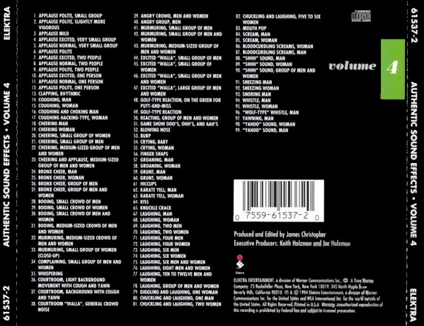 CD James Christopher – Authentic Sound Effects Volume 4 ( Importado US ...