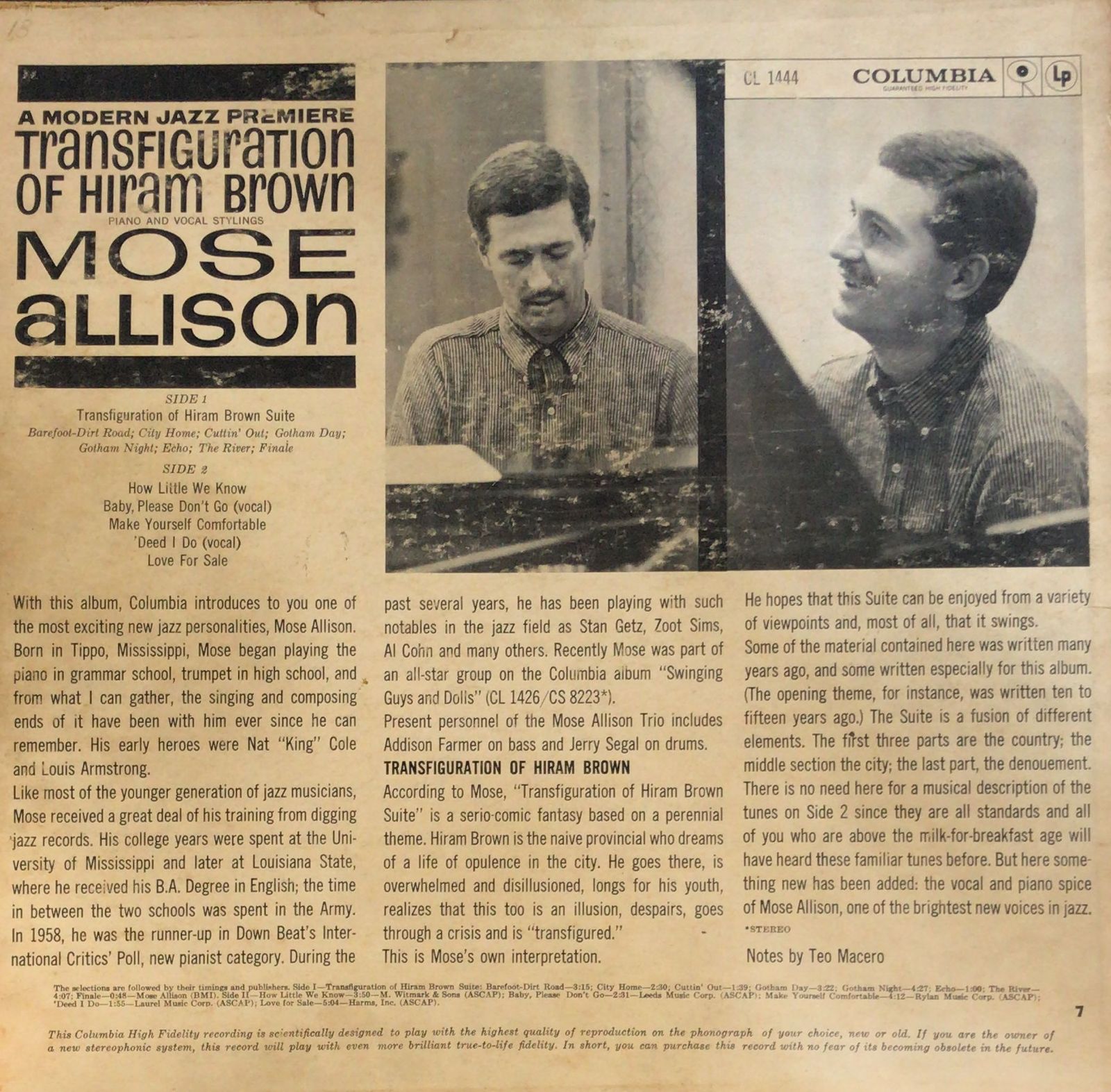 LP - Mose Allison - Transfiguration Of Hiram Brown (Importado - USA ...