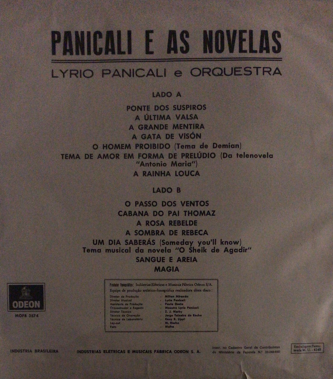 LP - Lyrio Panicali E Orquestra – Panicali E As Novelas ...