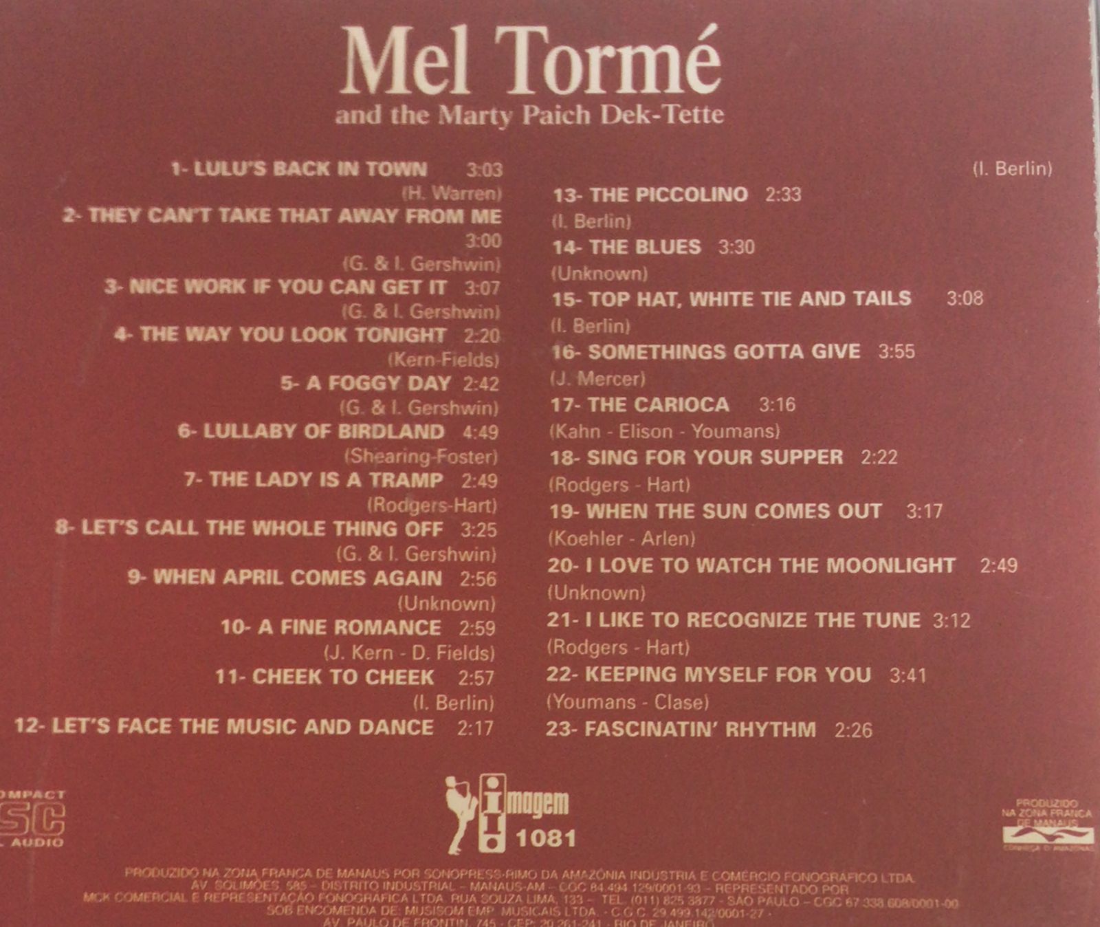CD - Mel Tormé and The Marty Paich Dek - Tette - Colecionadores Discos ...