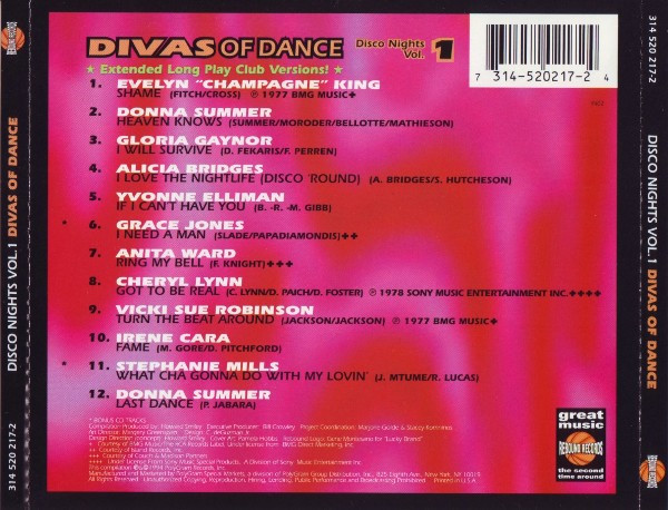 CD - Divas of dance - Disco Nights Vol. 1 (Vários artistas) imp. U.S.A ...
