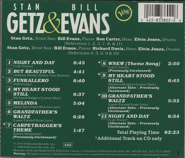CD - Stan Getz & Bill Evans – Stan Getz & Bill Evans - Colecionadores ...