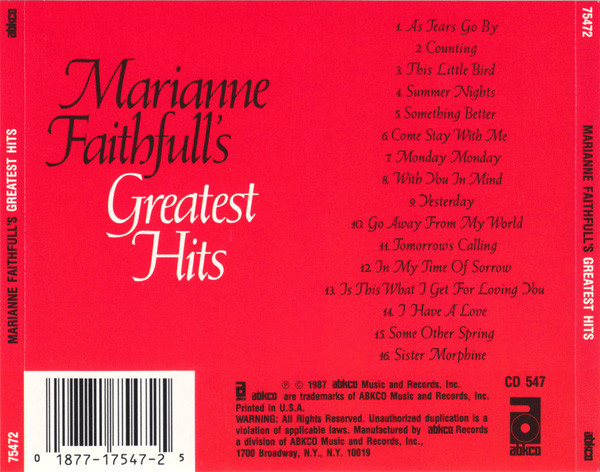 CD - Marianne Faithfull – Marianne Faithfull's Greatest Hits ( IMP - U ...