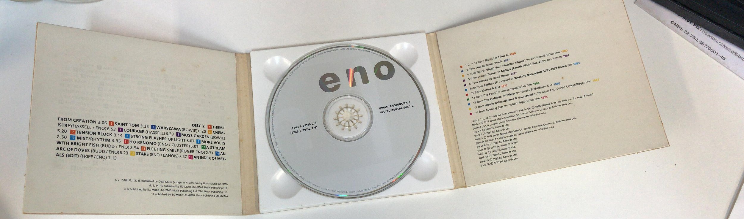 CD BOX - Brian Eno – I: Instrumental (3 cds + 1 livreto ...