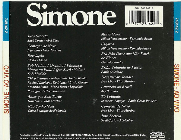 CD - Simone – Ao Vivo - Colecionadores Discos - vários títulos em Vinil ...