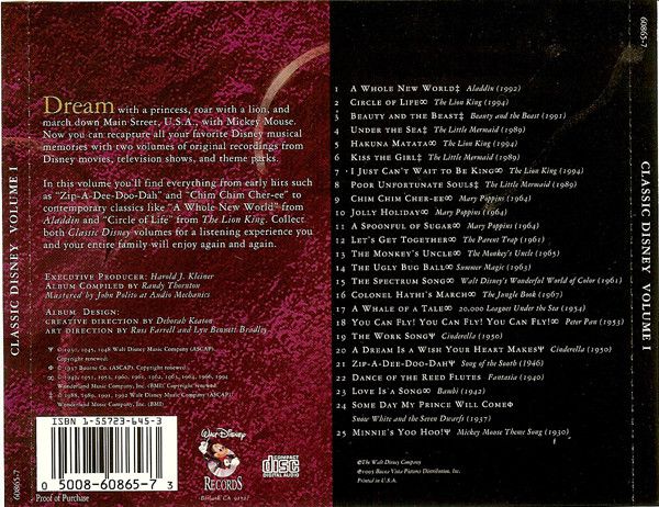 CD - Classic Disney Volume I (60 Years Of Musical Magic) - IMP (Vários ...