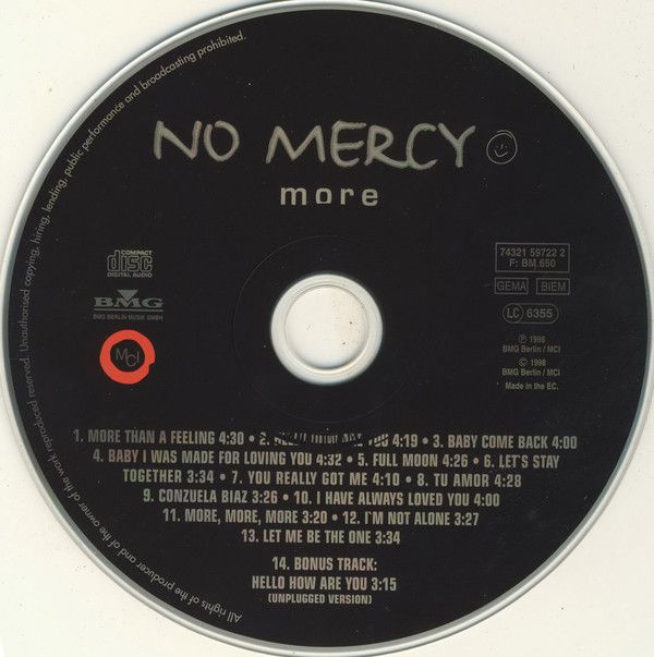 CD - No Mercy ‎– More (incluindo a música "Baby Come Back" da Novela ...
