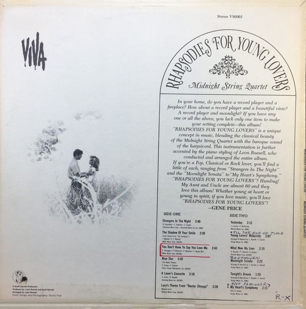 LP ‎– Midnight String Quartet ‎– Rhapsodies For Young Lovers ...