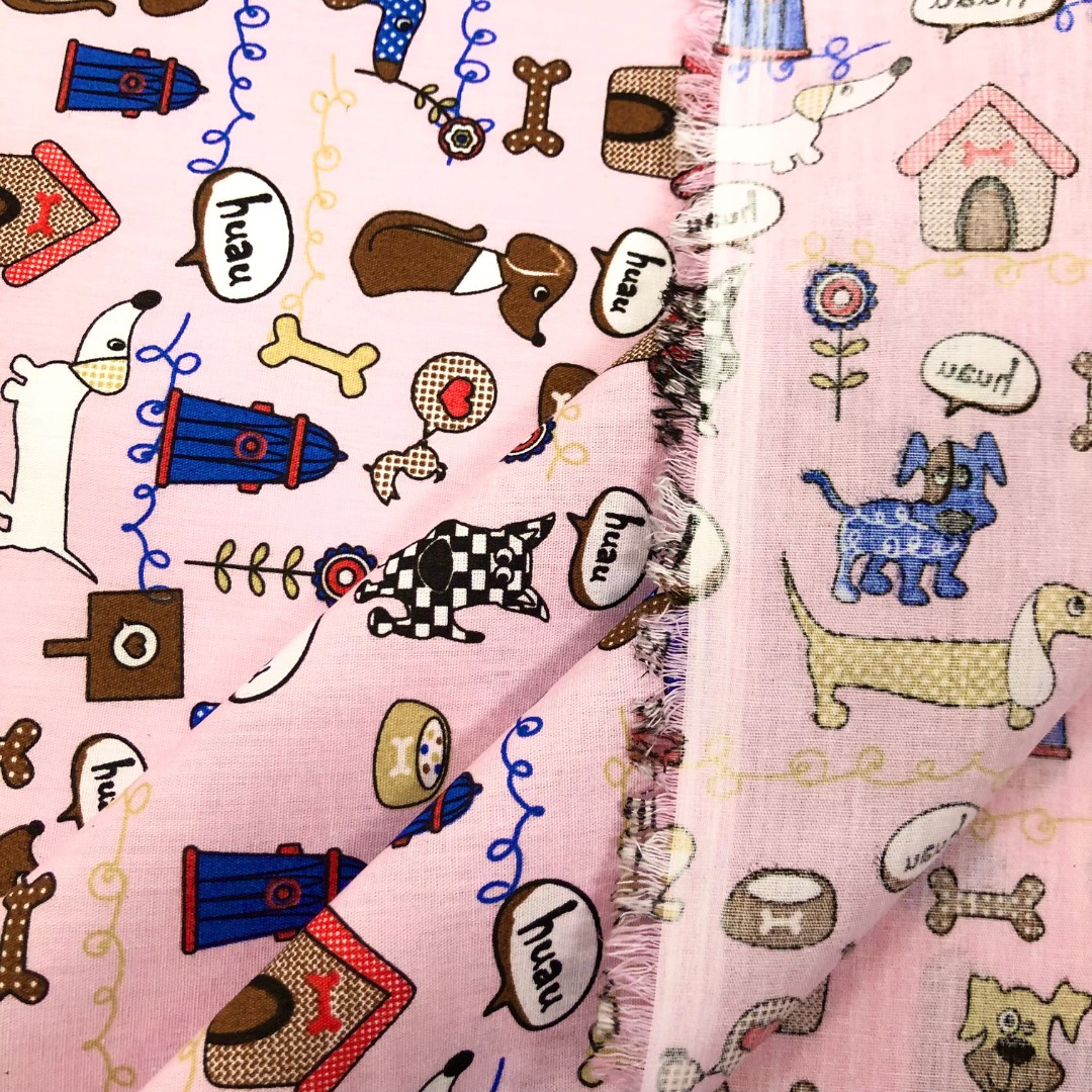 Tecido Tricoline Xita Cachorro Fundo Rosa T74 - Viivatex - Site de ...