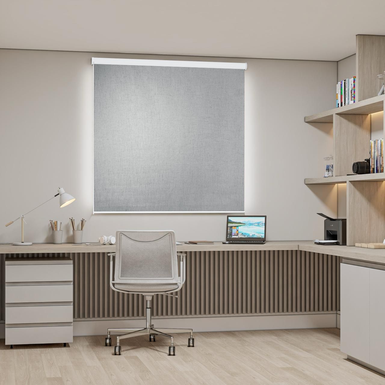 Cortina Persiana de Rolo Holambra Linho BlackOut 100% Cinza 1,00x1,60 ...