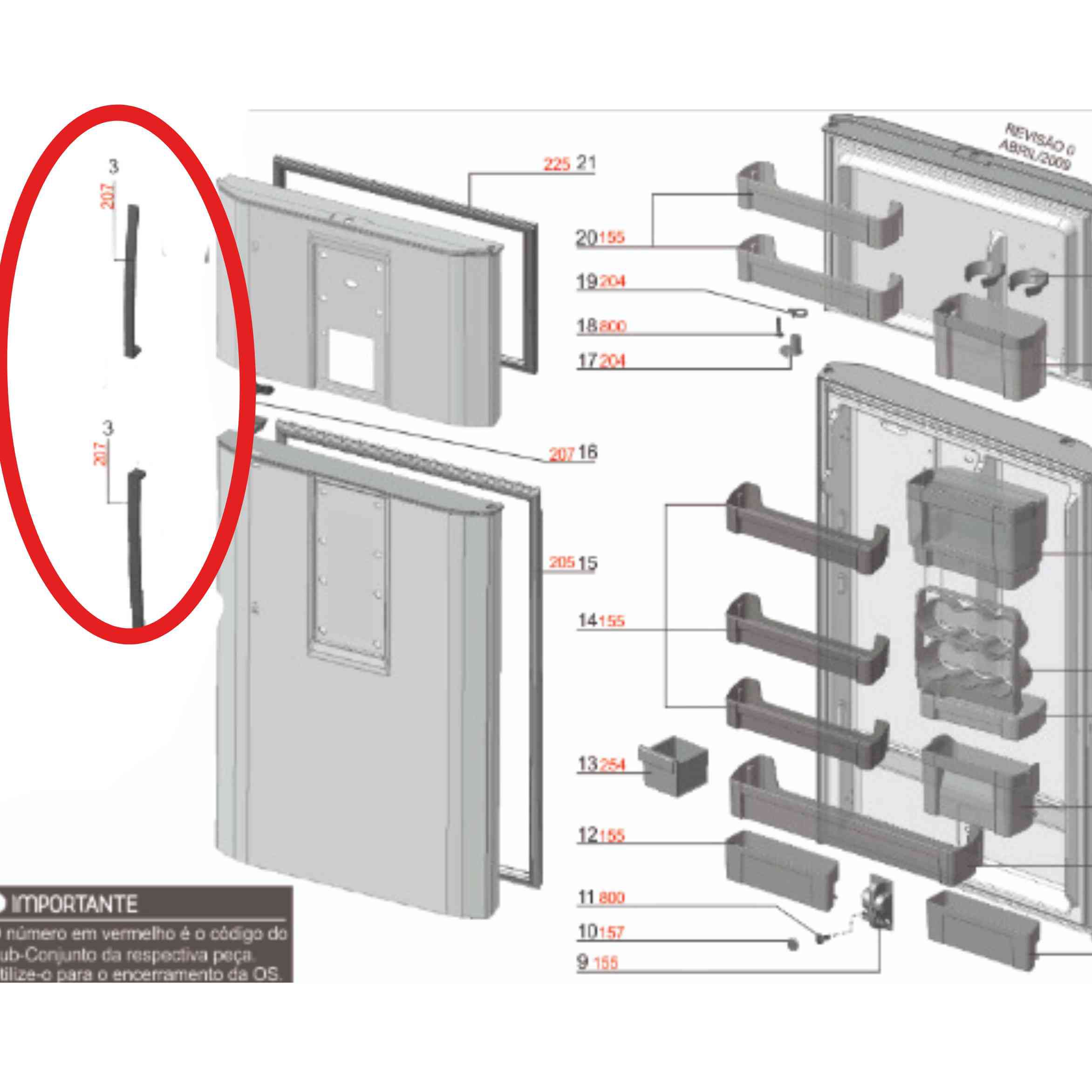 BASE PUXADOR INOX SD ARRED ELECTROLUX REFRIGERADOR FROST FREE DF82 ...