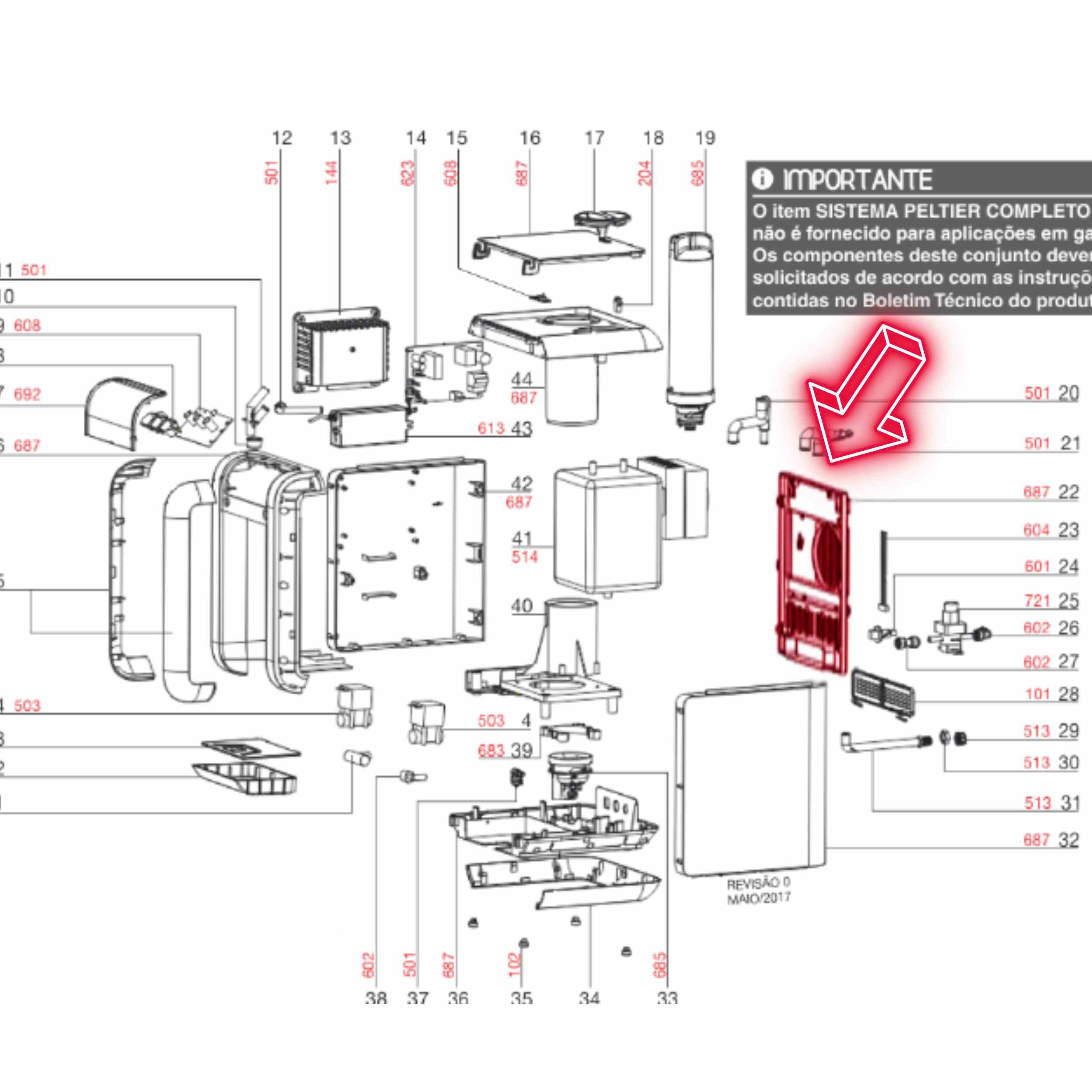 Painel Traseiro purificador de Água Electrolux PE11B - Nobrelar