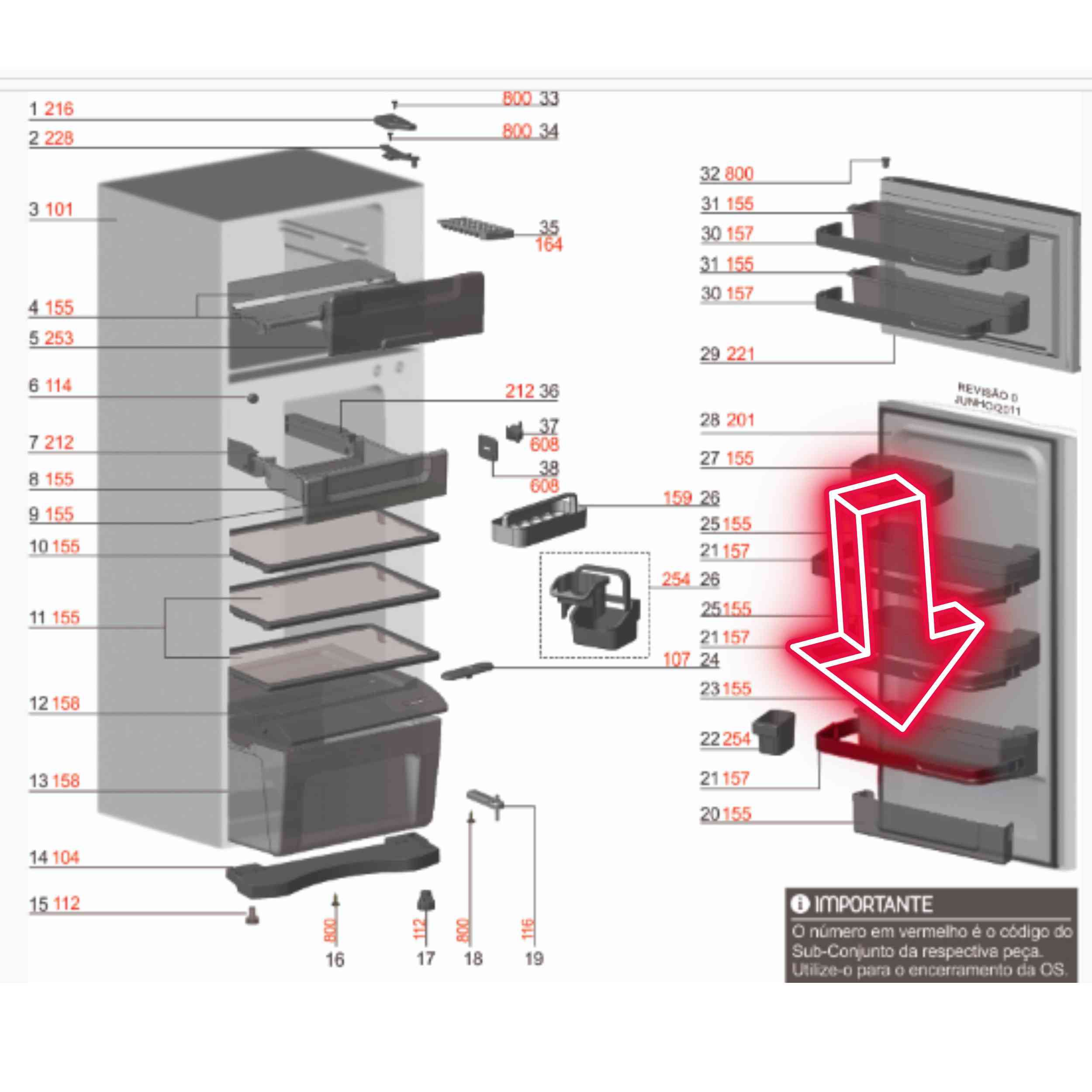 Suporte prateleira REFRIGERADOR FROST FREE DF42 ELECTROLUX - Nobrelar