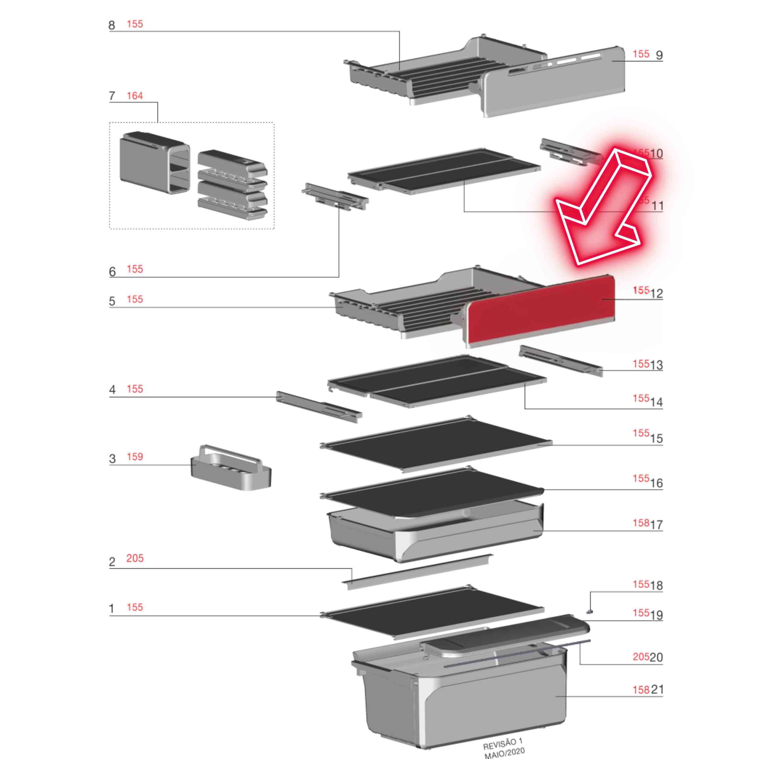Tampa chill room Original da Geladeira Electrolux DF56 - Nobrelar